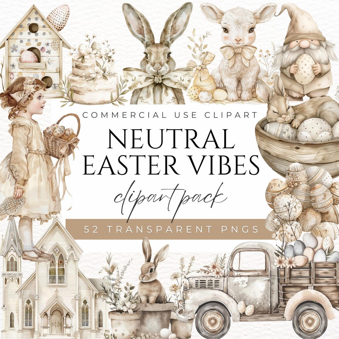 Neutral Easter Clipart PNG Easter Graphics Minimalist Easter ...