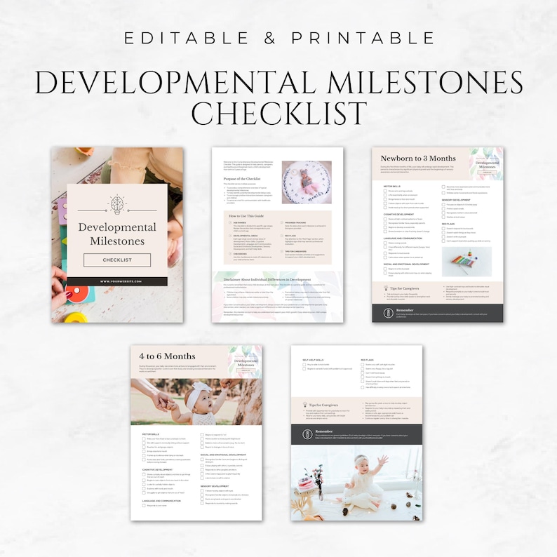 Developmental Milestones Checklist Template Baby Milestone Tracker ...