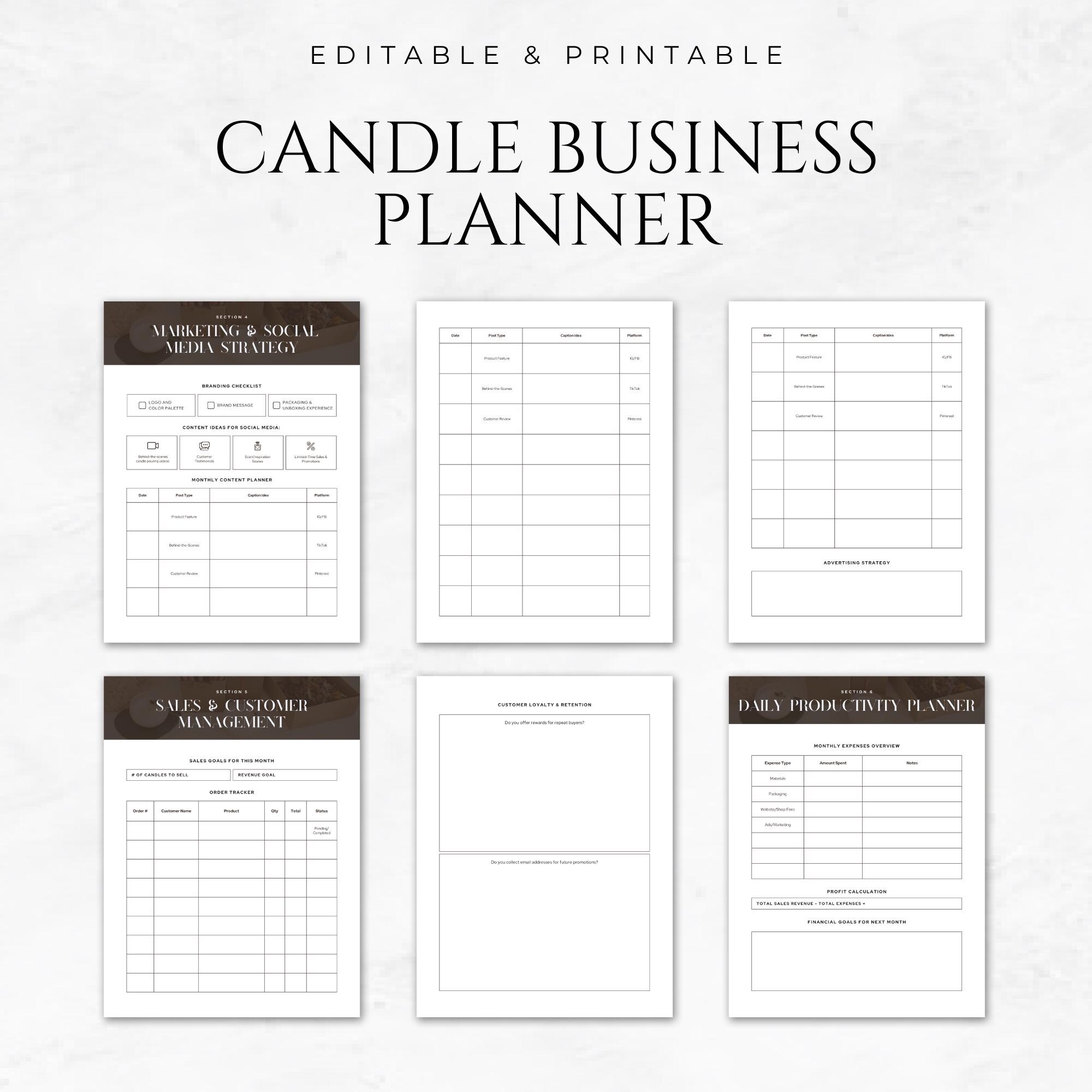 Candle Business Planner Templates Printable Candle Inventory Tracker ...