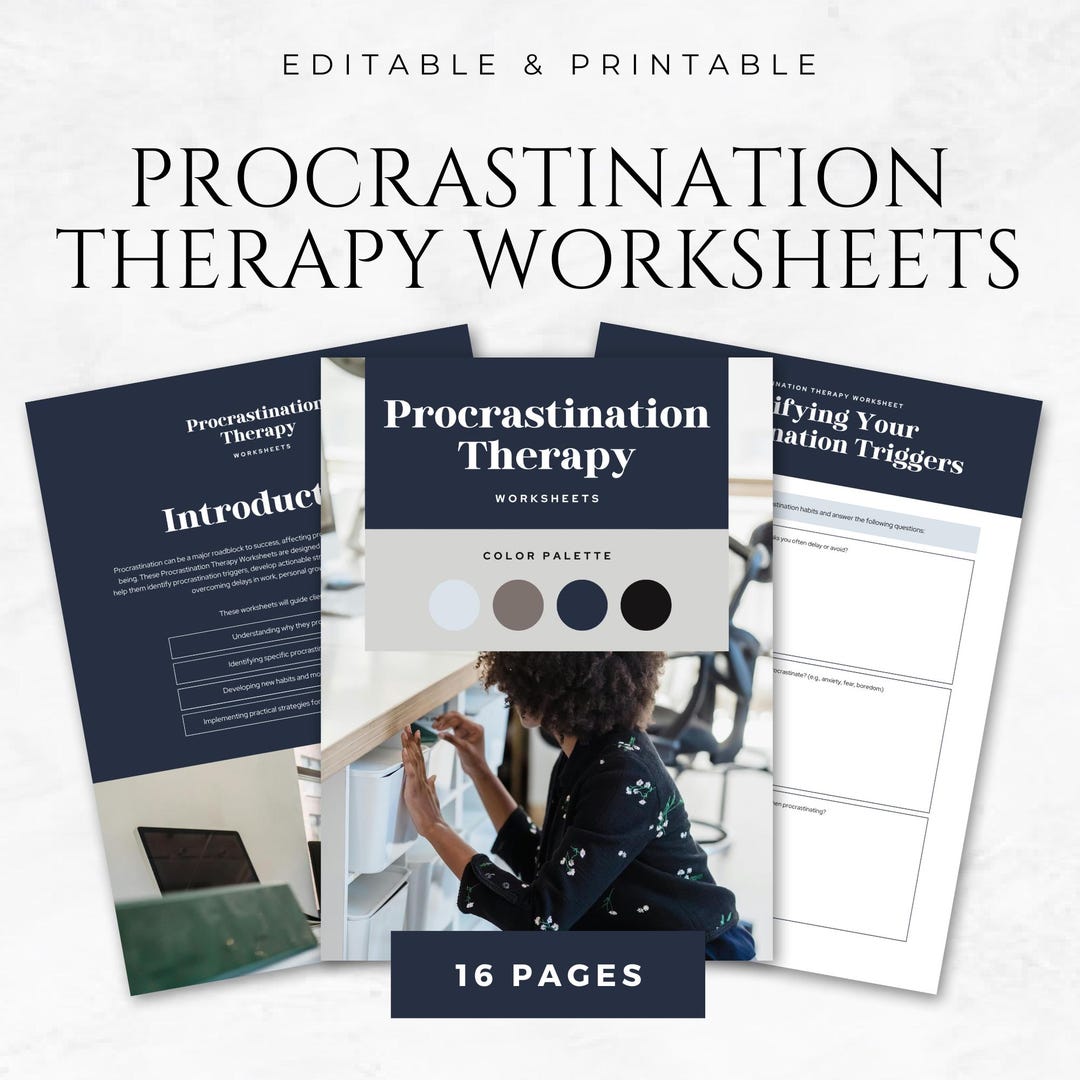 Procrastination Therapy Worksheets Templates Printable Productivity ...