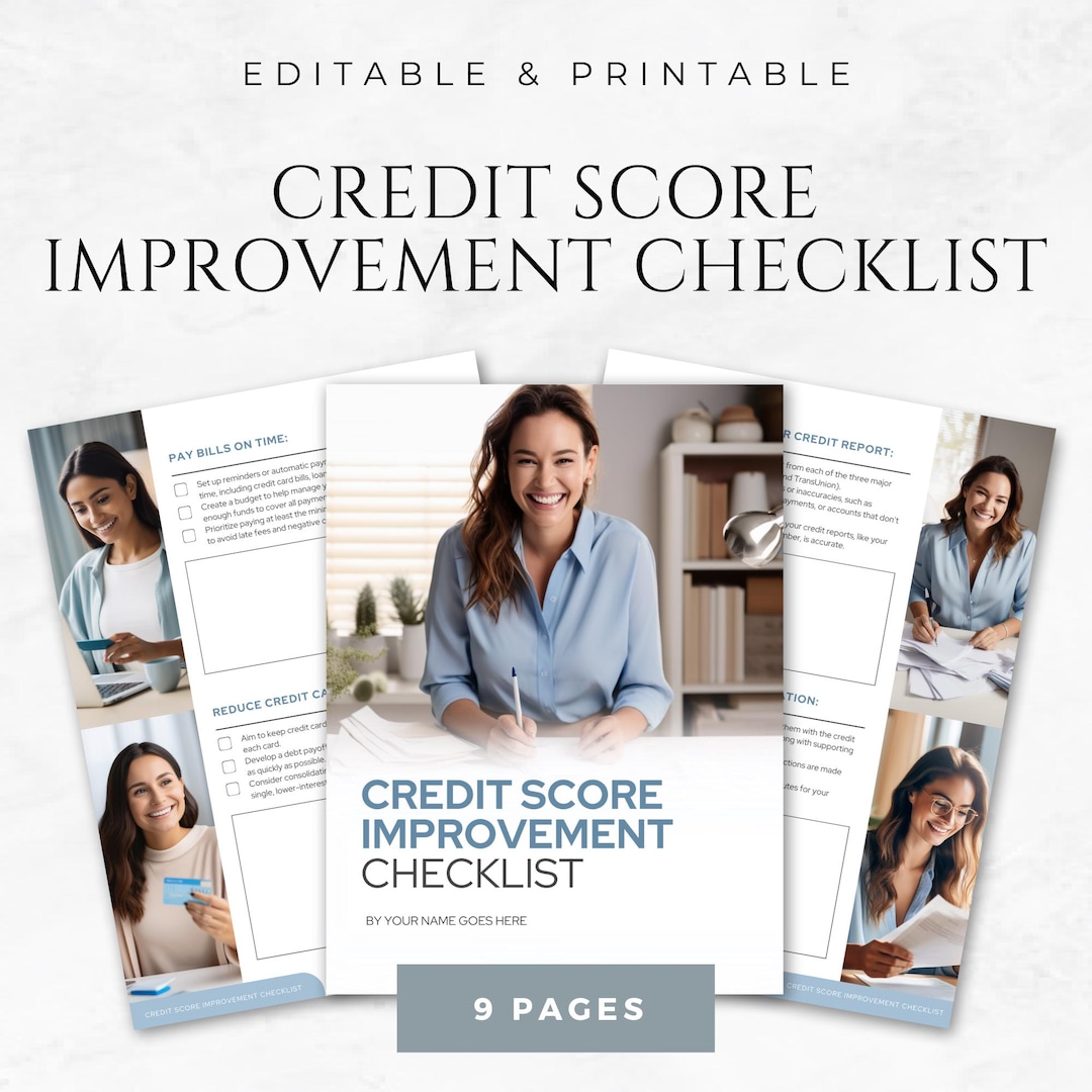 Credit Score Improvement Checklist Template Printable Credit Repair ...