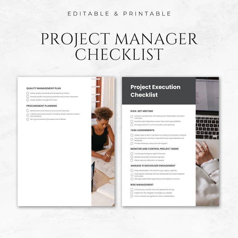 Project Manager Checklist Template Printable Project Management Canva ...
