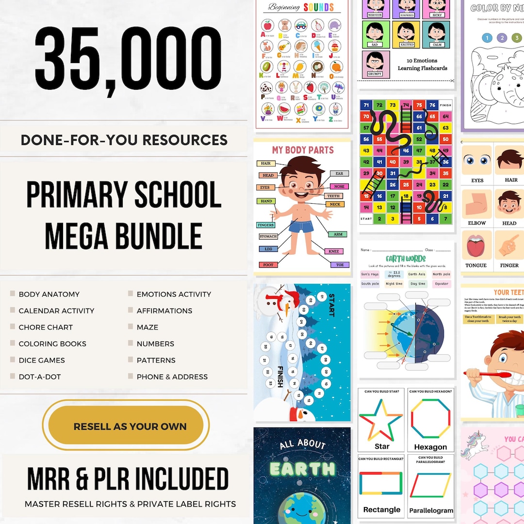 35,000+ Educational Resources for Primary School Bundle With PLR & MRR ...