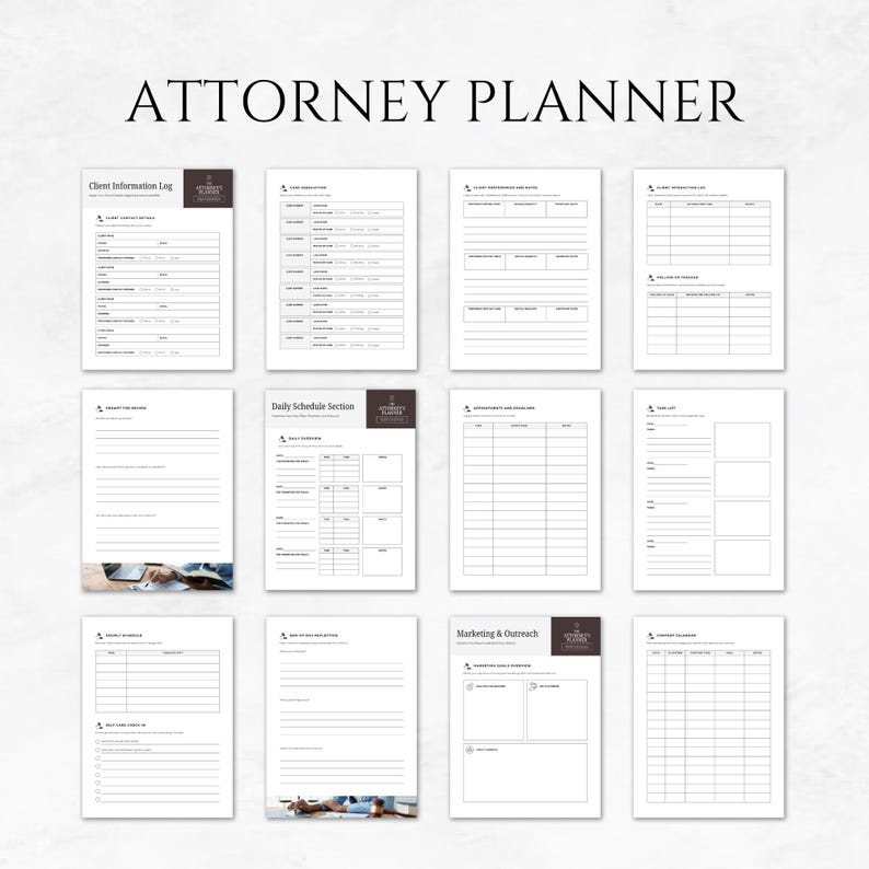 Attorney Planner Template Printable Lawyer Planner Law Office Planner ...