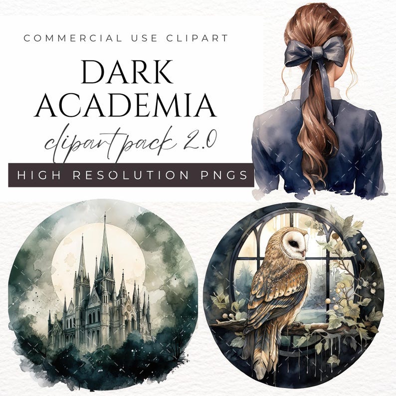 Dark Academia Clipart Vintage Aesthetic Clipart Gothic Academic Graphics Antique Clipart ...