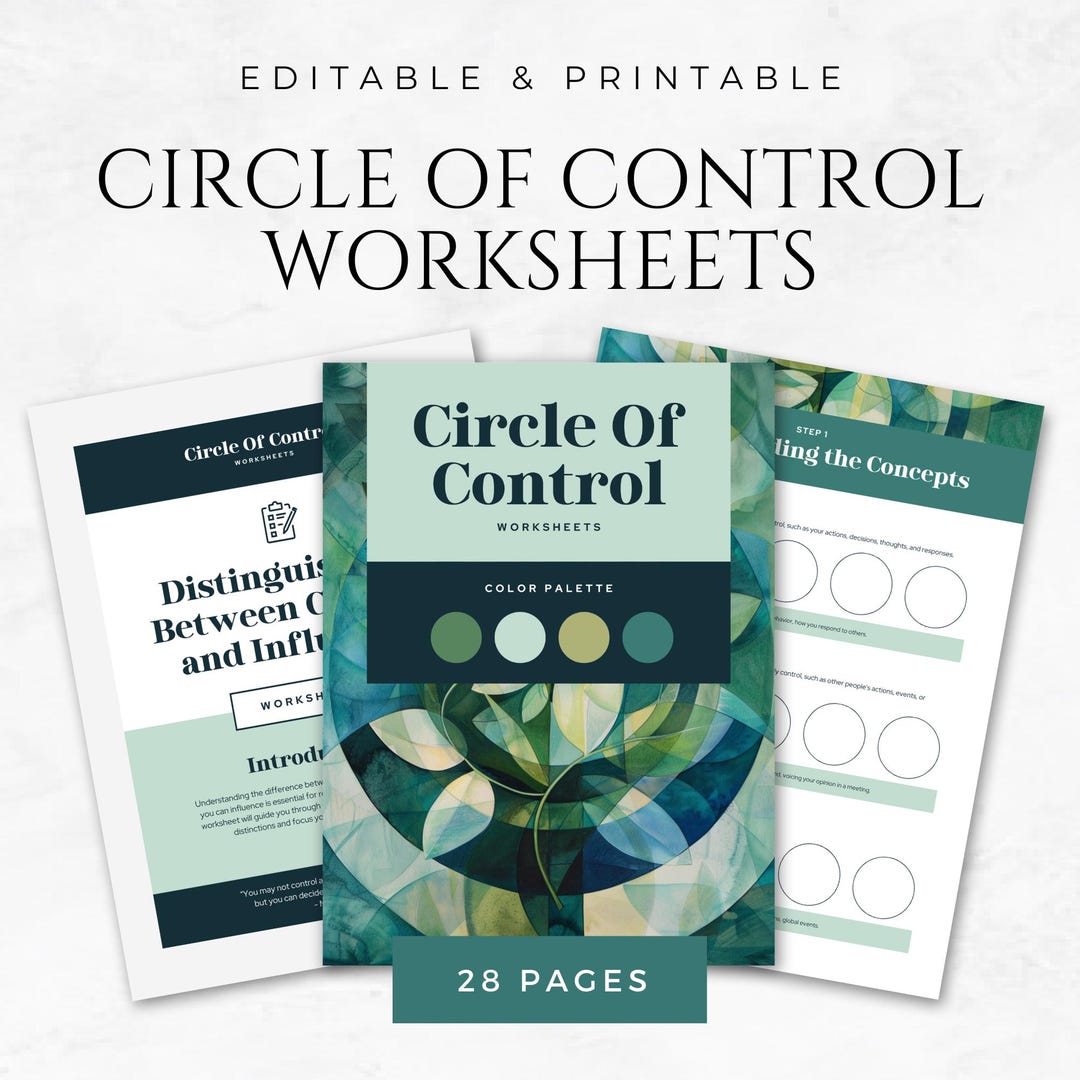 Circle of Control Worksheets Mindfulness Worksheets Self-help Tools ...