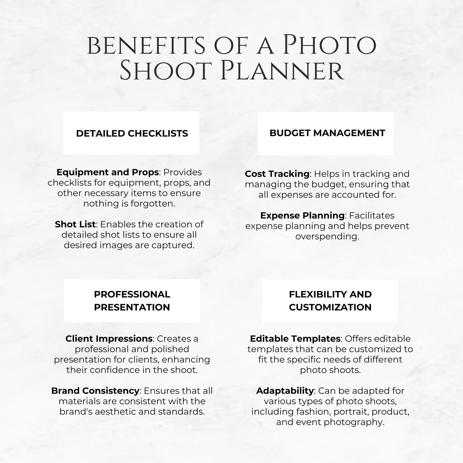 Photo Shoot Planner Template Photography Planner Photographer Planner ...
