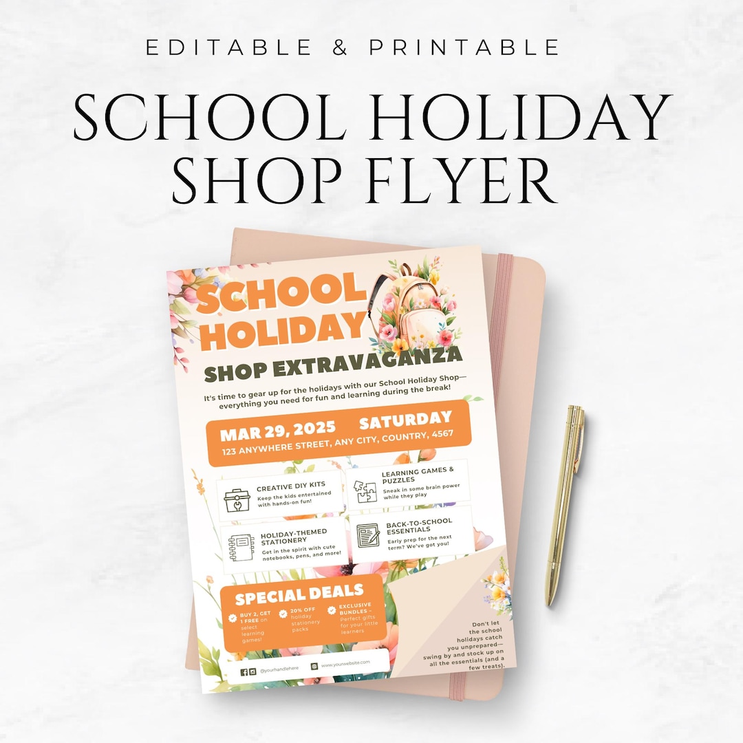 School Holiday Shop Flyer Template Printable Holiday Fundraiser Flyer ...