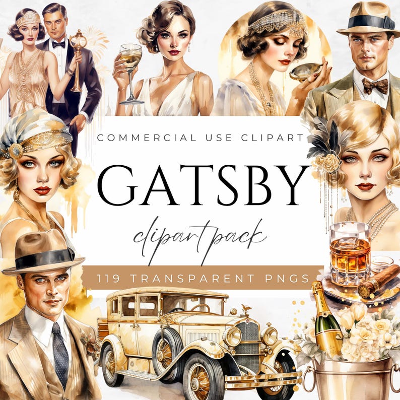 Gatsby Clipart Pack 1920s Clipart Great Gatsby Party Graphics Vintage ...