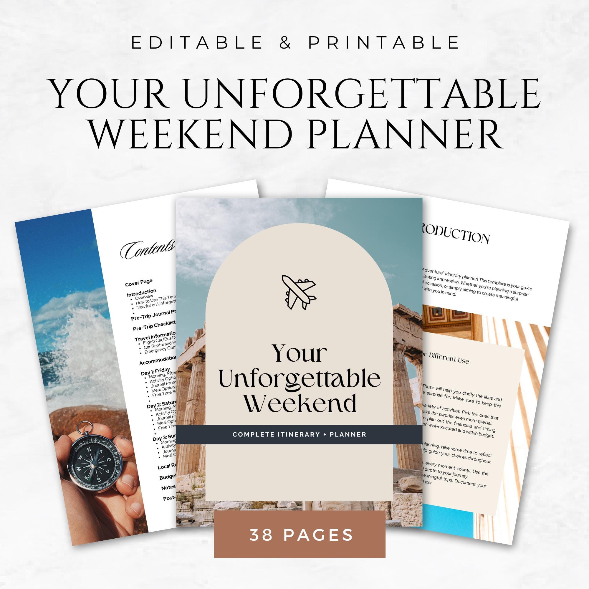 Weekend Planner Template Printable Weekend Itinerary Template Weekend ...