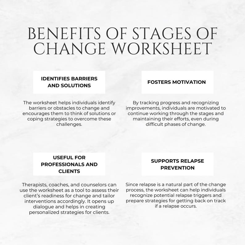 Stages of Change Worksheet Behavior Change Templates Therapy Worksheet ...