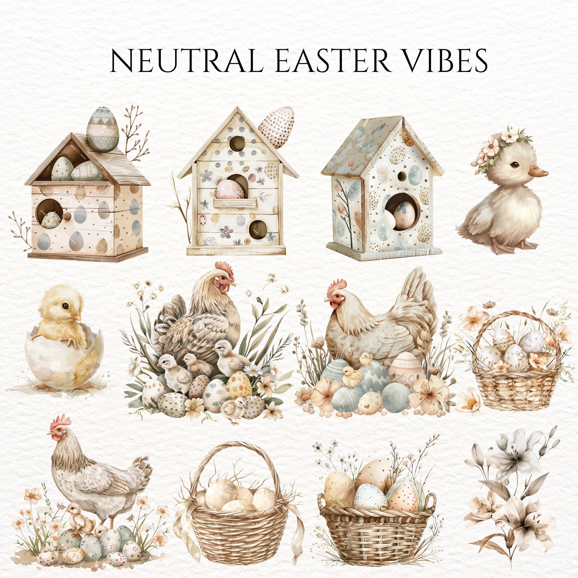 Neutral Easter Clipart PNG Easter Graphics Minimalist Easter ...