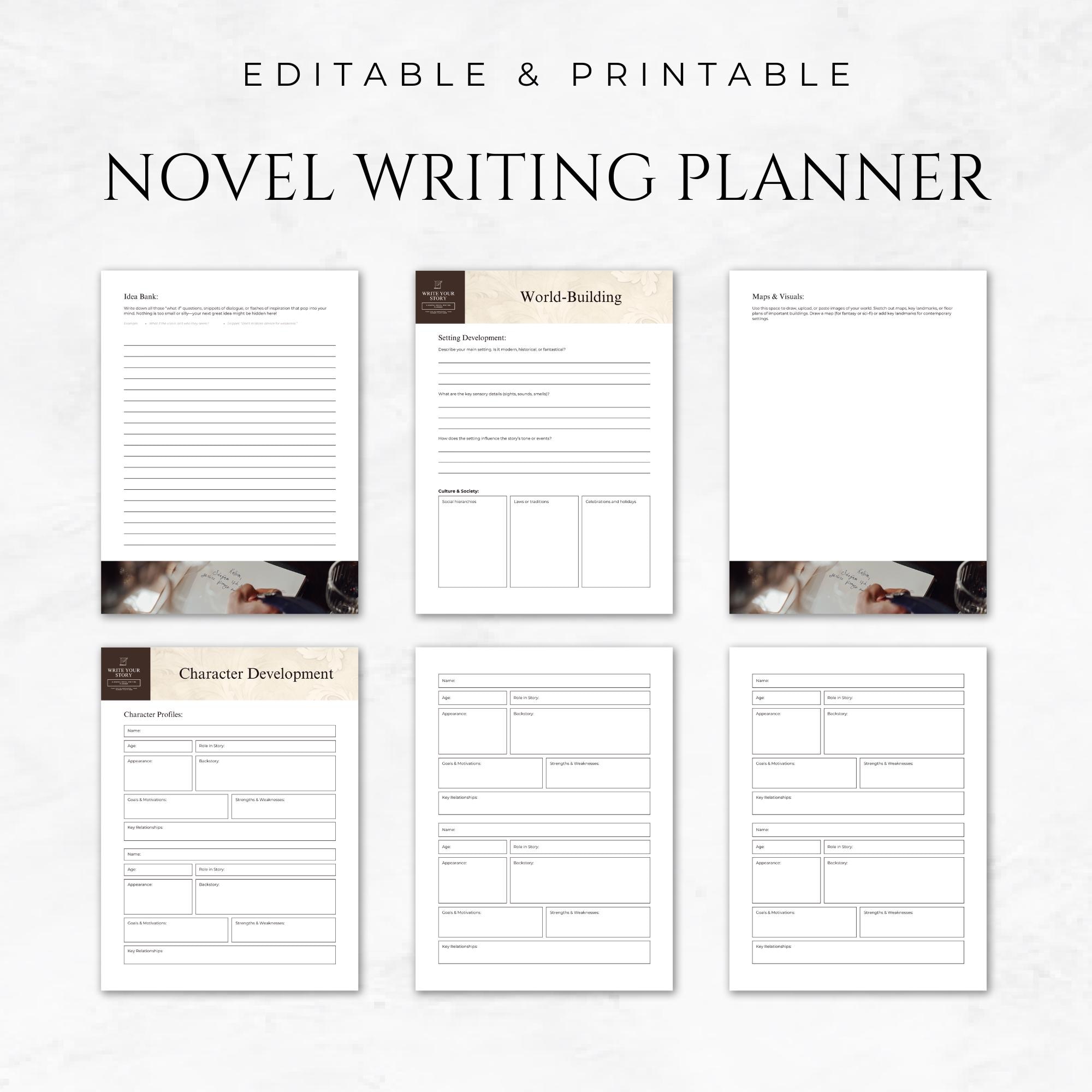 Novel Writing Planner Template Printable Character Development Author ...