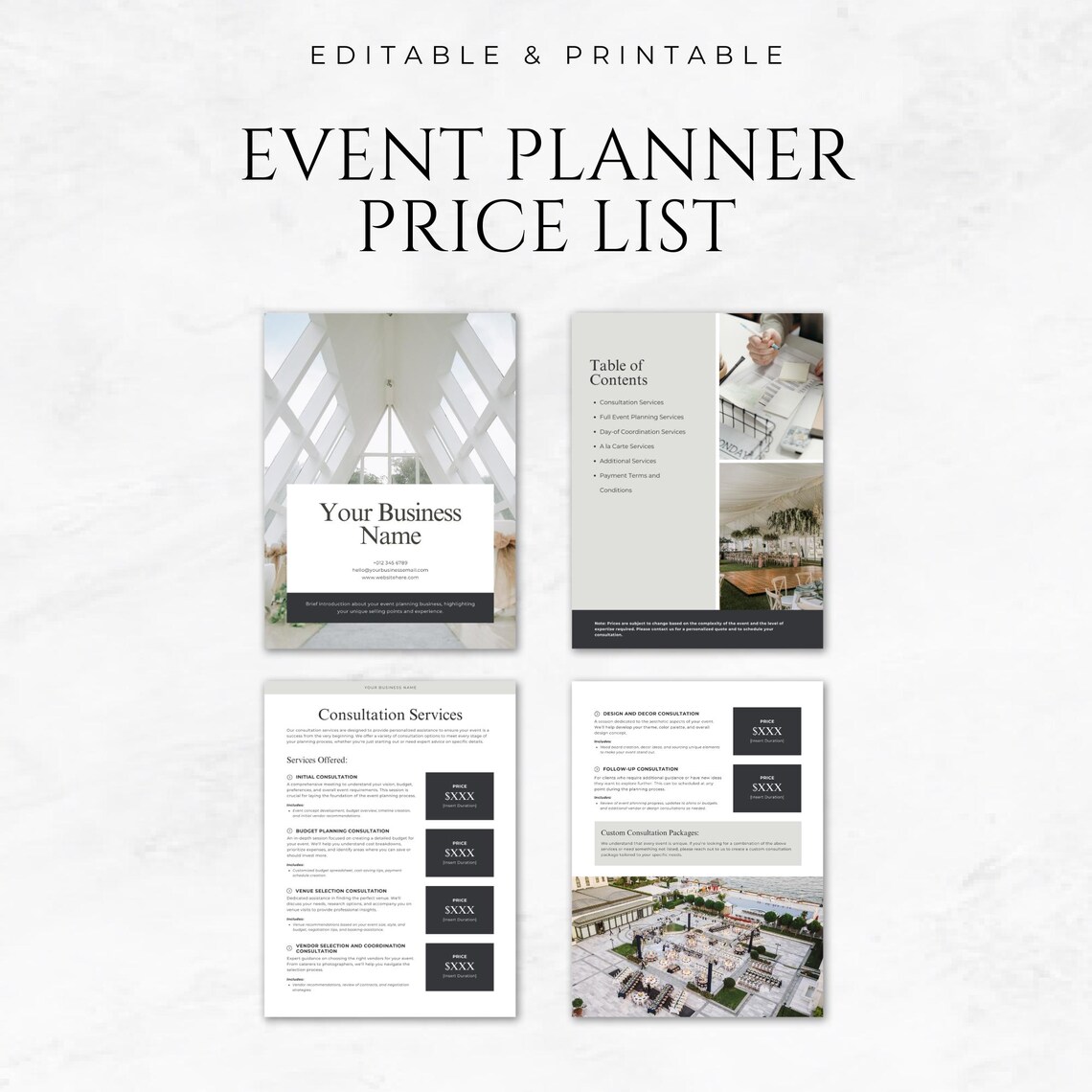 Event Planner Price List Template Printable Event Packages Template ...