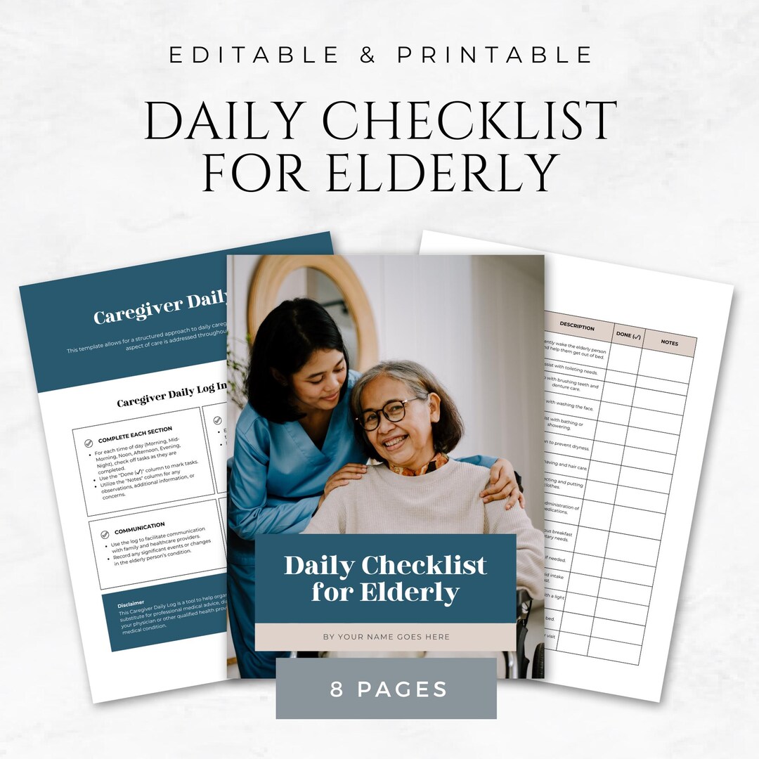 Daily Checklist for Elderly Senior Care Checklist Elderly Routine ...