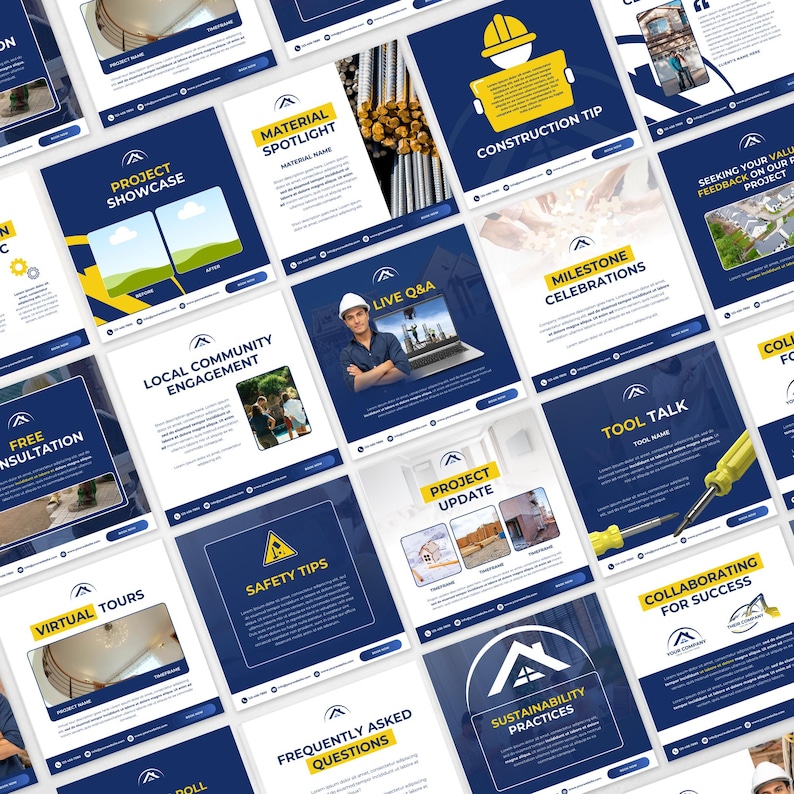 Construction Instagram Posts Templates Construction Social Media ...