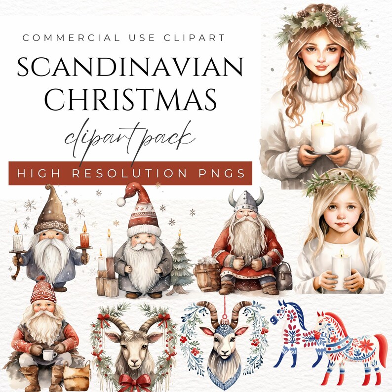 Scandinavian Christmas Clipart Nordic Winter Clipart Hygge Christmas ...
