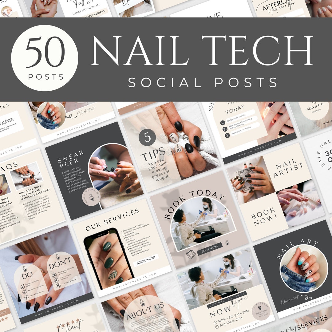 Nail Tech Instagram Post Templates Nail Salon Graphics Nail Tech ...