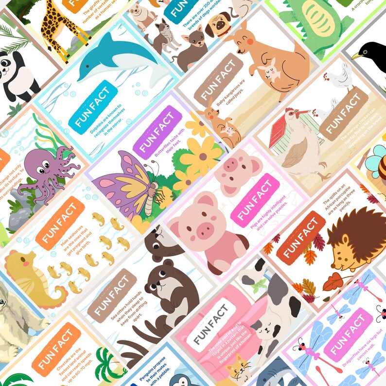 Printable Animal Themed Lunch Box Facts for Kids Fun Facts Trivia Lunch ...