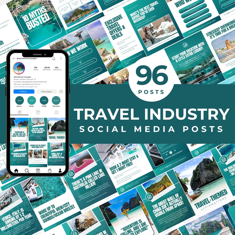 Travel Industry Instagram Posts Templates Travel Agency Social Media ...