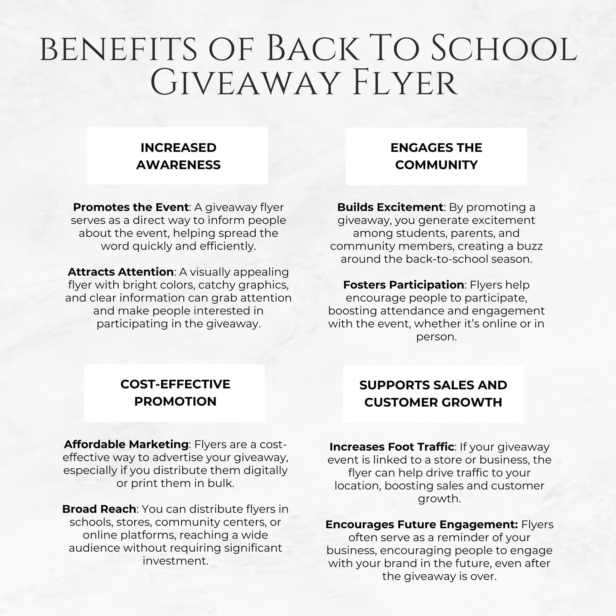 Back to School Giveaway Flyer Printable Giveaway Flyer School Event ...
