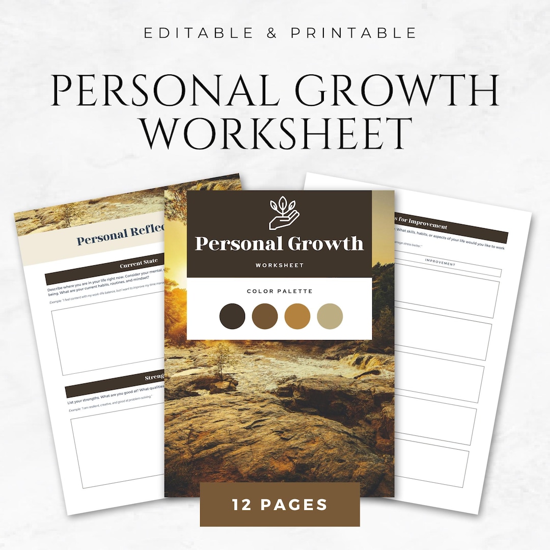 Personal Growth Worksheet Template Printable Self-development Worksheet ...