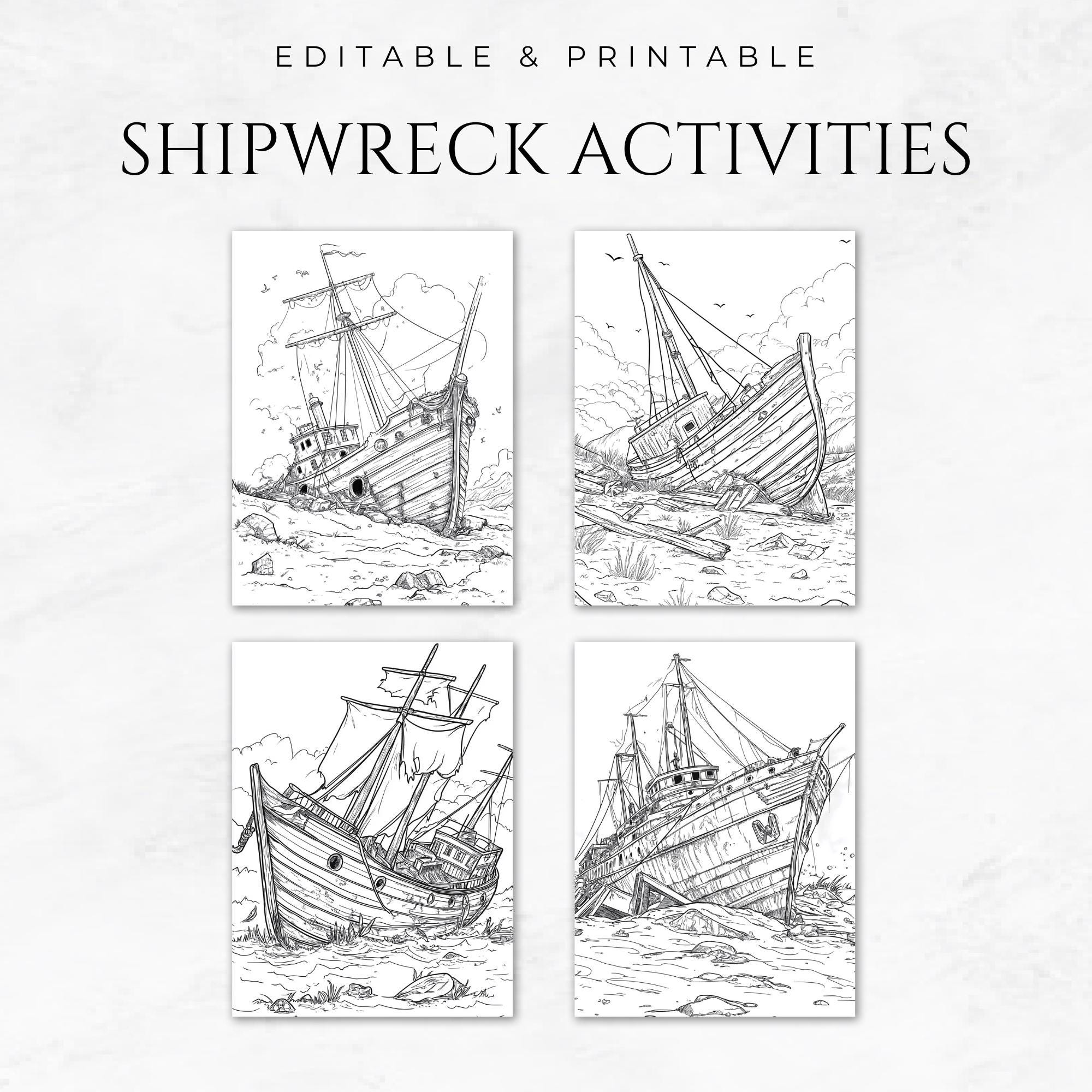 Shipwreck Activities for Kids Shipwreck Word Search Cross Word Puzzle ...