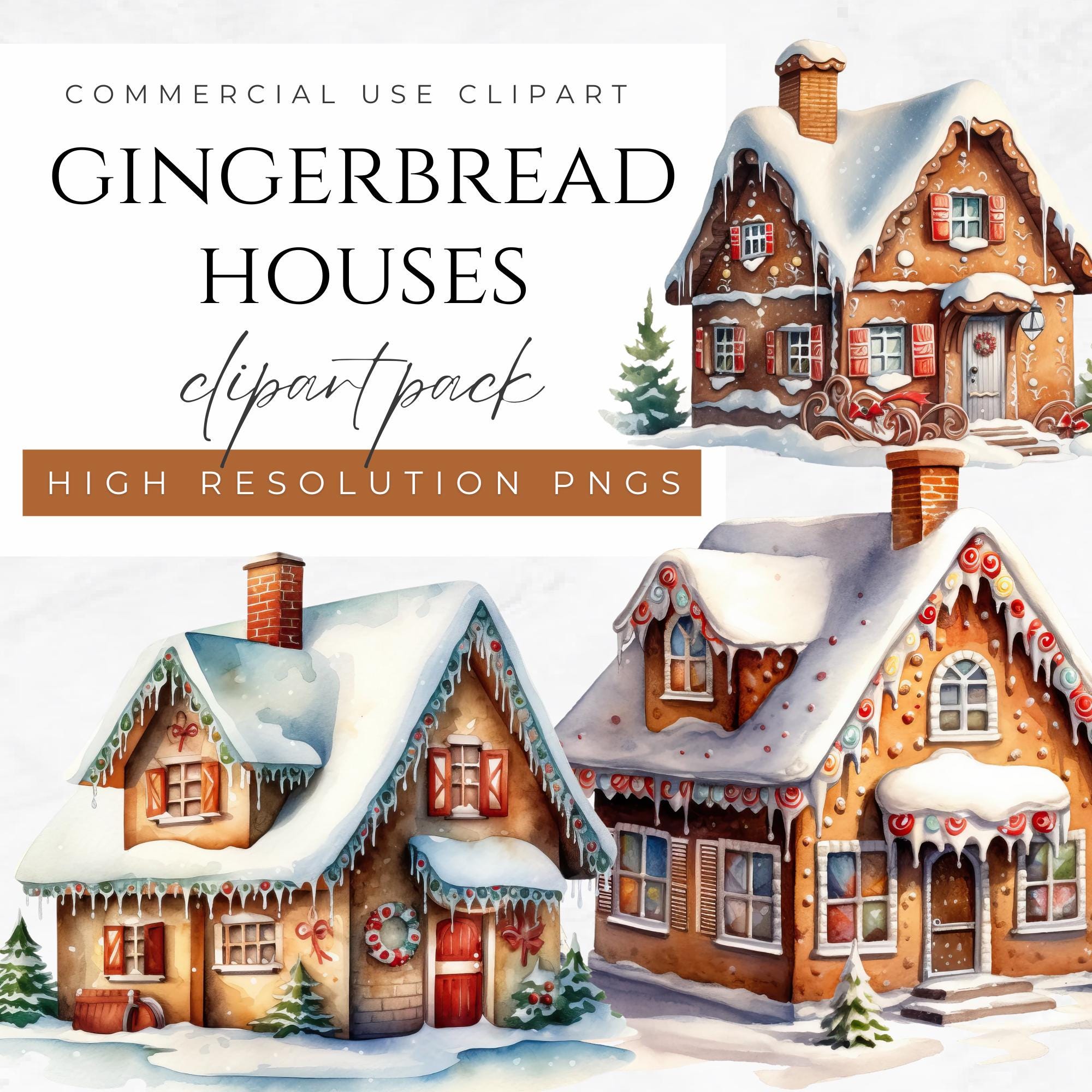 Gingerbread Houses Clipart Christmas Holiday Clipart Winter Clipart ...
