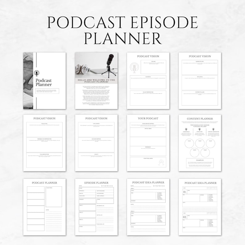 Podcast Planner Template Printable Podcast Episode Content Planner ...