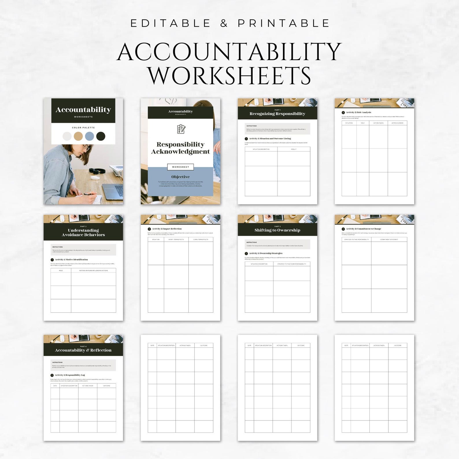 Accountability Worksheets Template Productivity Planner Daily Task ...