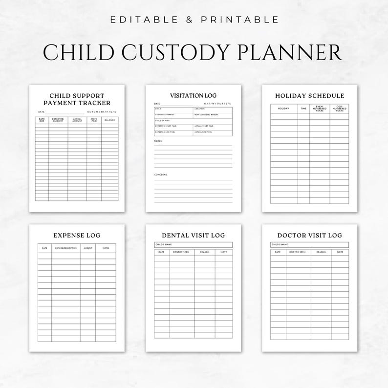 Child Custody Planner Template Printable Divorce Co-parenting Planner ...