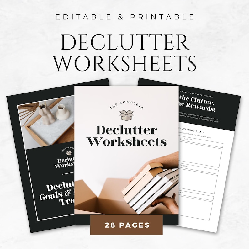 Declutter Worksheets Template Printable Home Organization Planner ...
