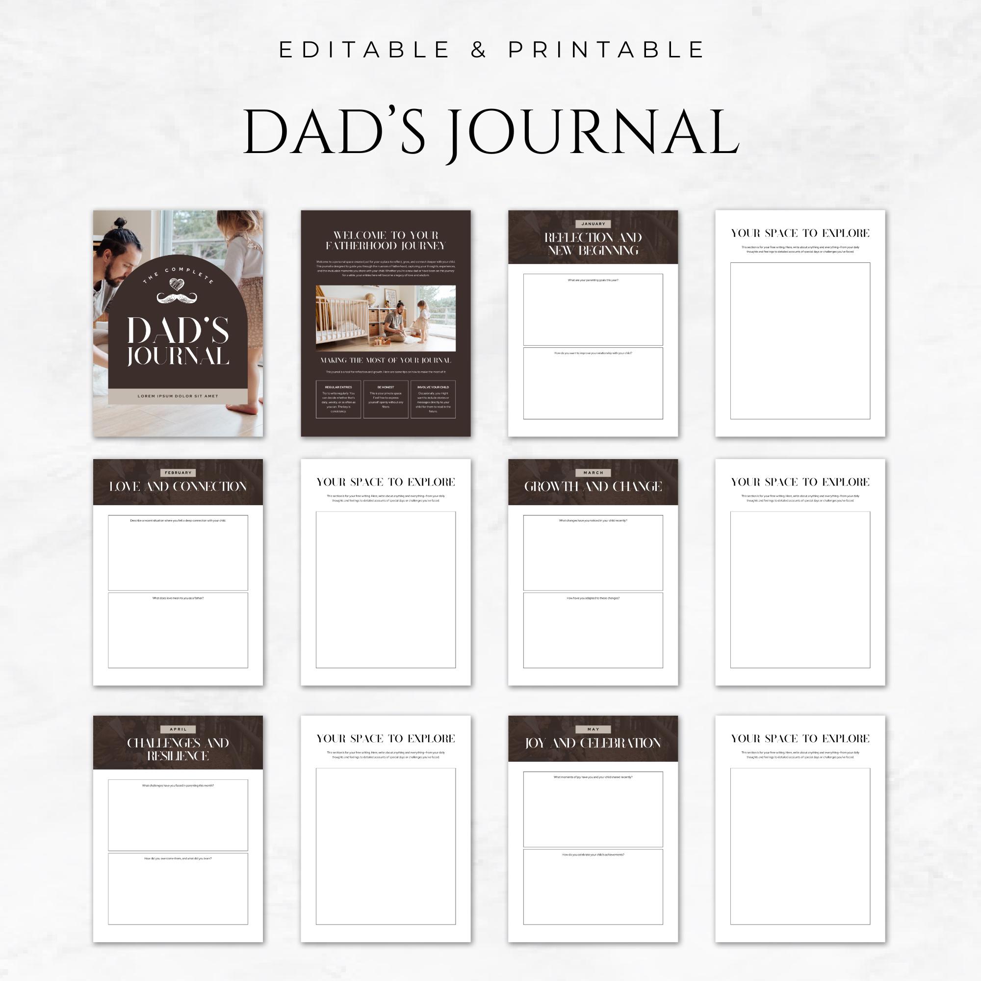 Dad Journal Template Printable Father's Day Gift Dad Memory Book ...