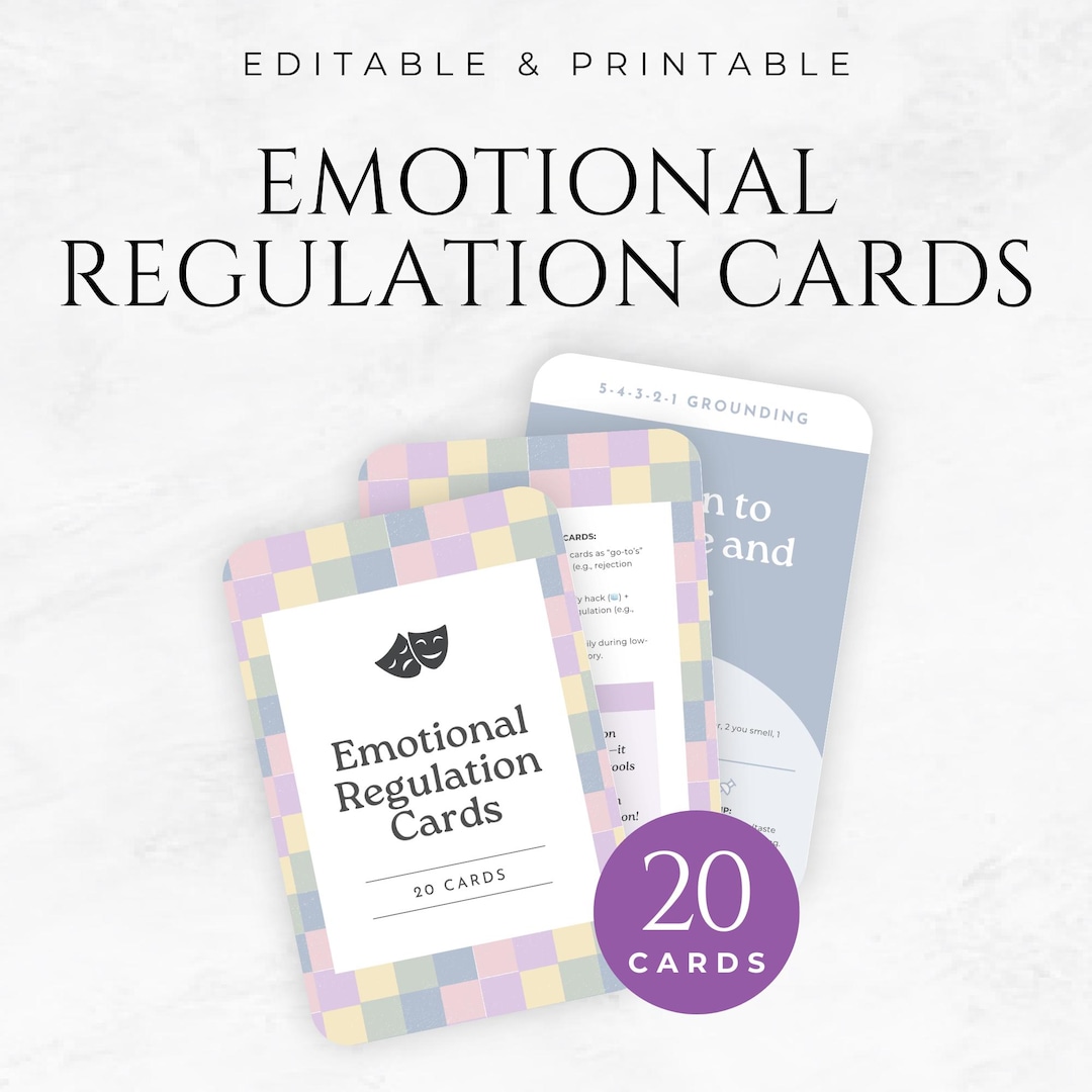Emotional Regulation Cards Template Canva Printable Coping Skills Cards ...