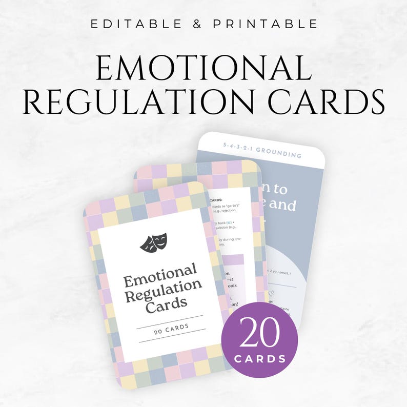 Emotional Regulation Cards Template Canva Printable Coping Skills Cards ...