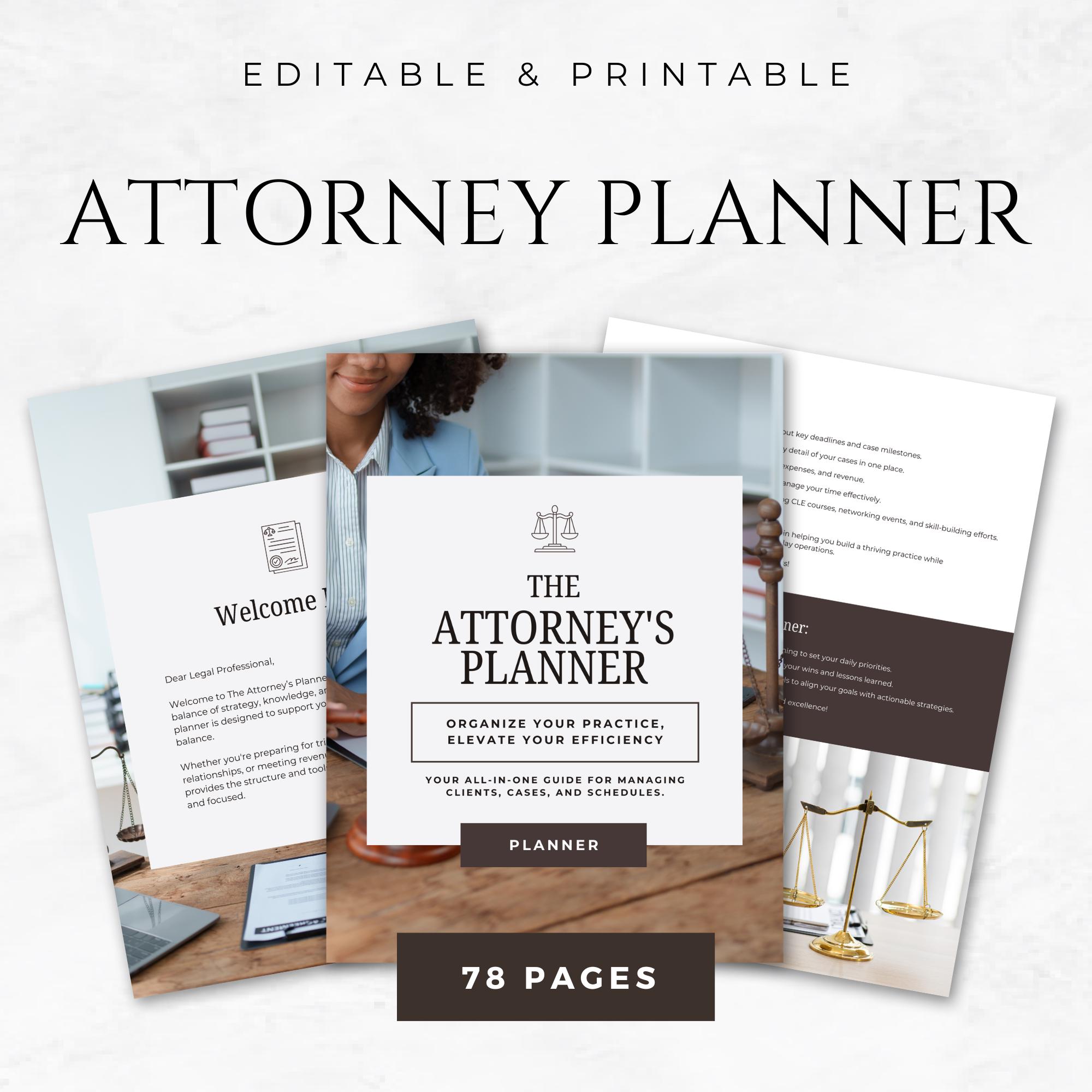 Attorney Planner Template Printable Lawyer Planner Law Office Planner ...