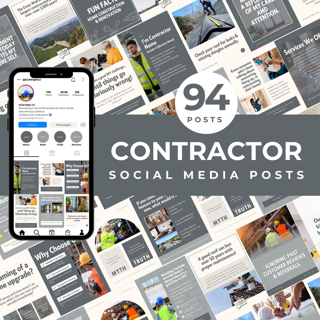 Contractor Instagram Posts Templates Construction Business Templates ...