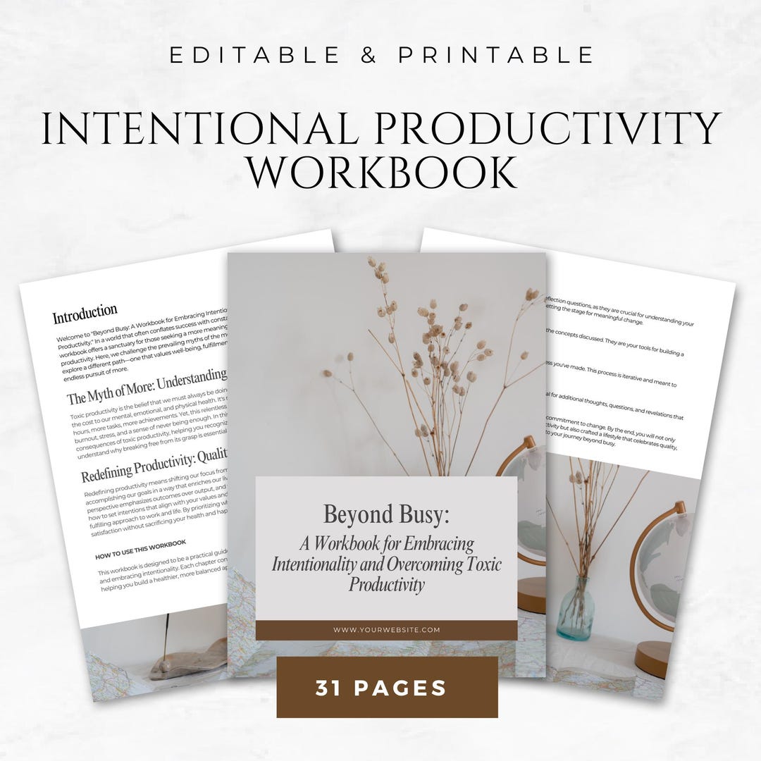 Productivity Workbook Template Printable Productivity Tracker ...
