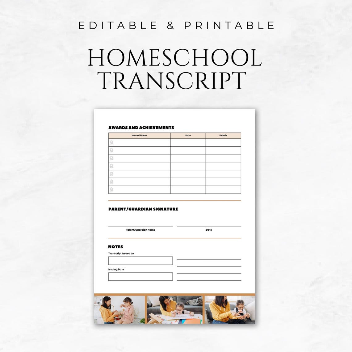 Homeschool Transcript Template Printable Homeschool Records Homeschool ...
