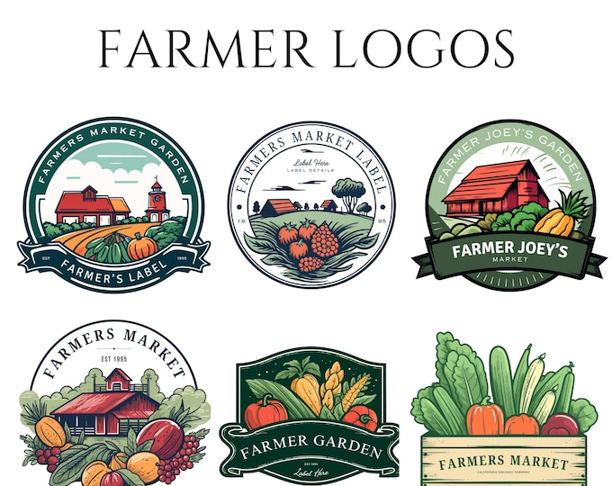 Vintage Farm Logo Countryside Round Antique Submark Branding Premade ...