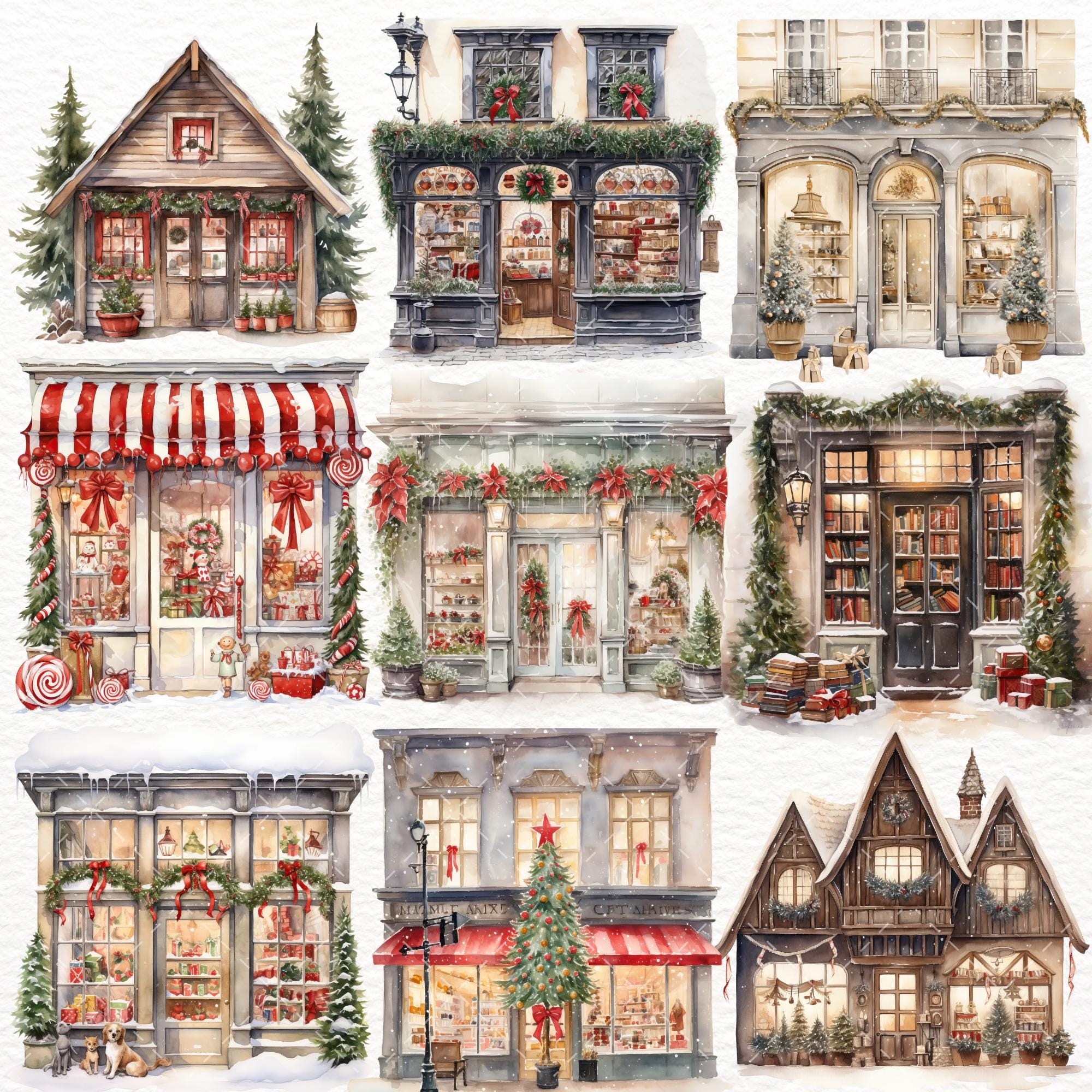 Christmas Storefronts Clipart Holiday Shop Clipart Festive Storefronts ...