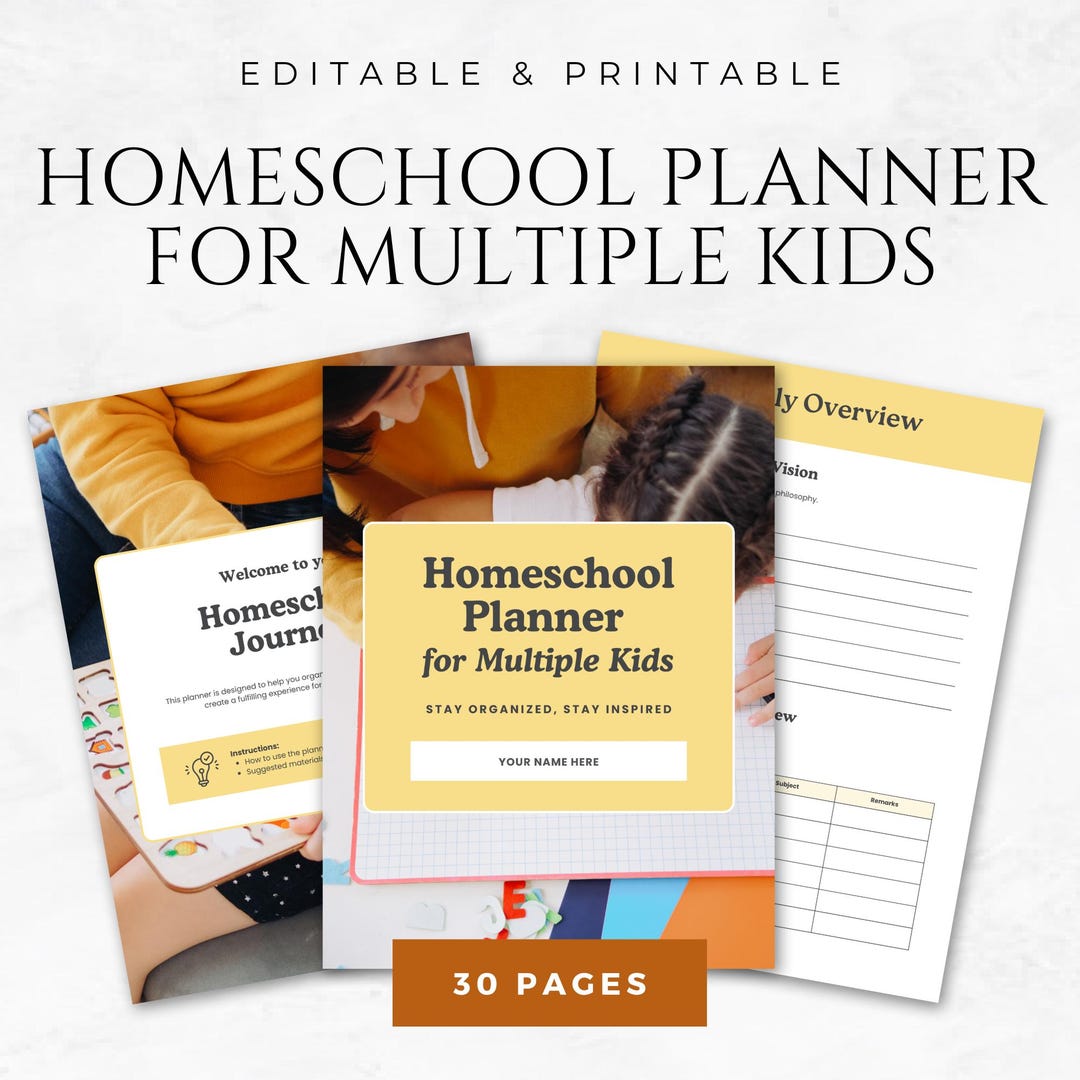 Homeschool Planner for Multiple Kids Template Printable Homeschool ...