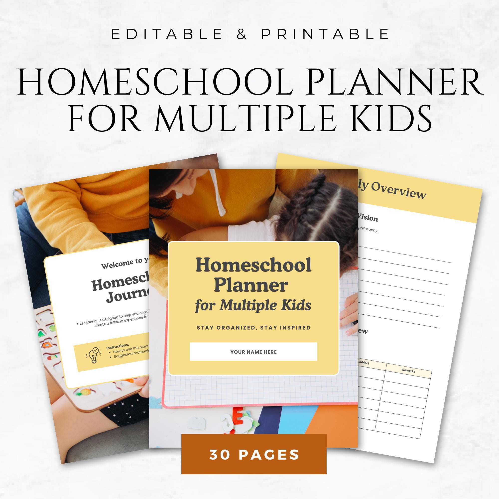 Homeschool Planner for Multiple Kids Template Printable Homeschool ...