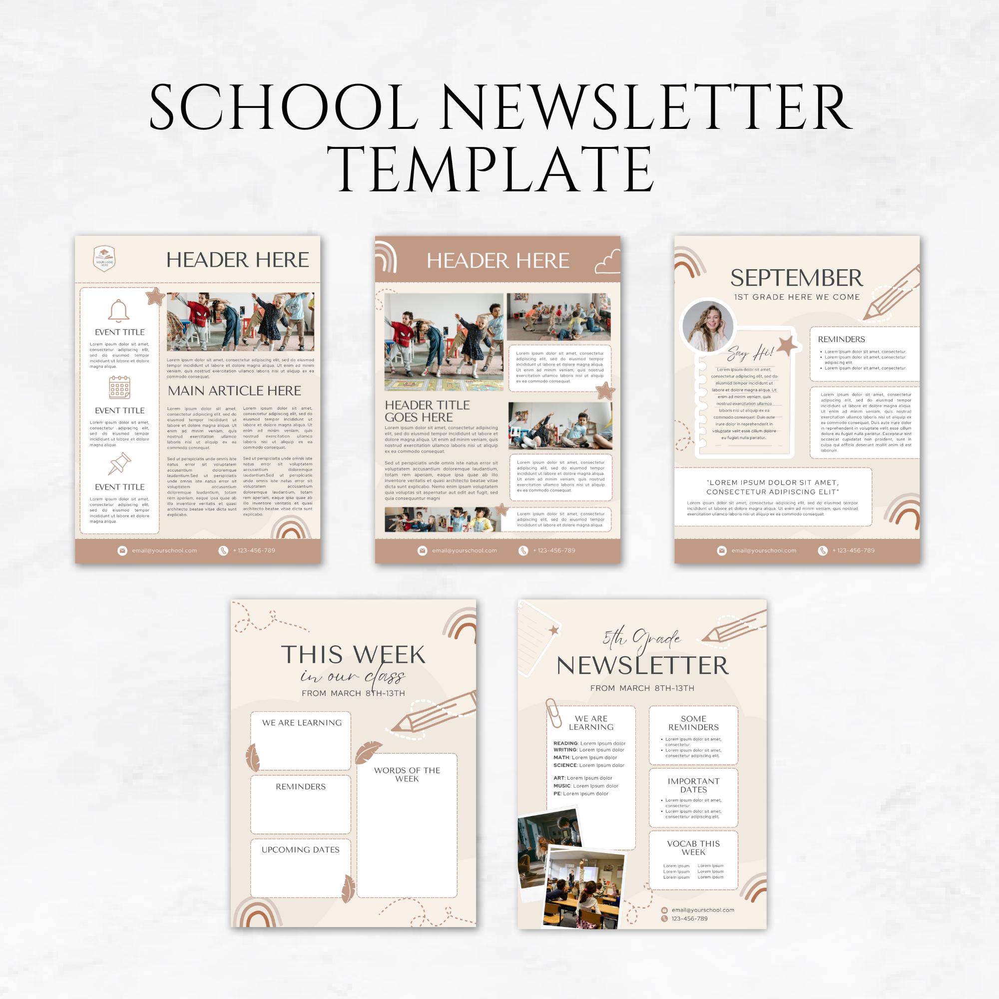 Newsletter Templates for School Printable School Newsletter Canva ...