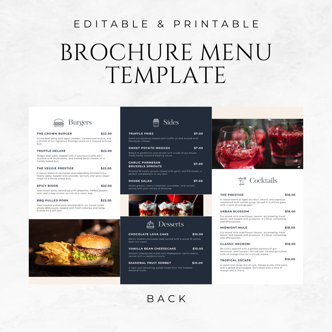 Brochure Menu Canva Template Tri-fold Menu Template Restaurant Menu ...