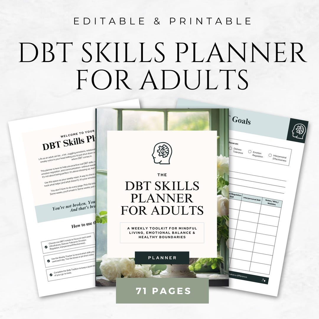 DBT Skills Planner for Adults Template Canva Emotional Regulation ...