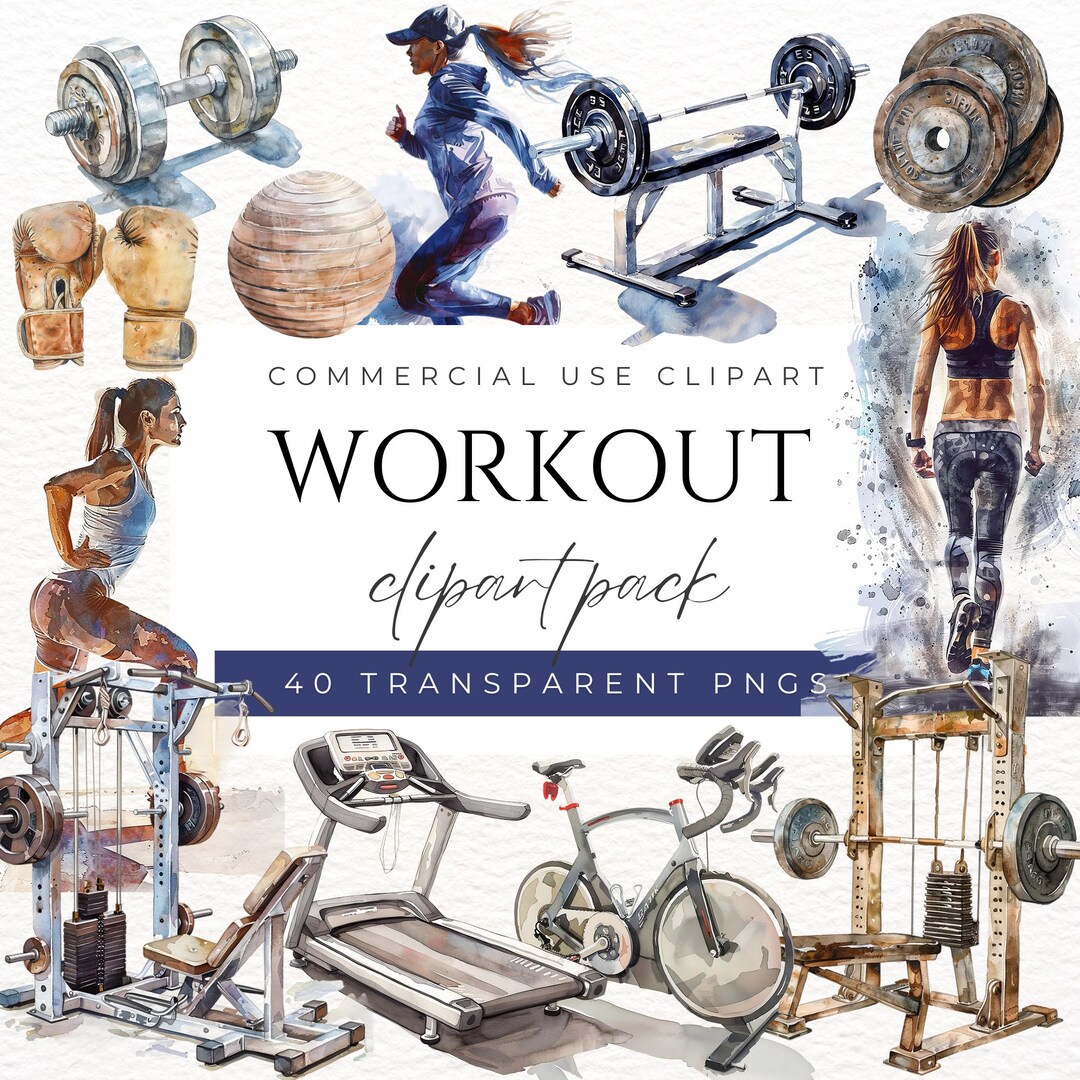 Workout Clipart Sporty Girl Clipart Gym Exercise Clipart Dumbbell ...