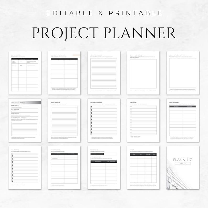 Project Planner Template Printable Project Management Template Project ...