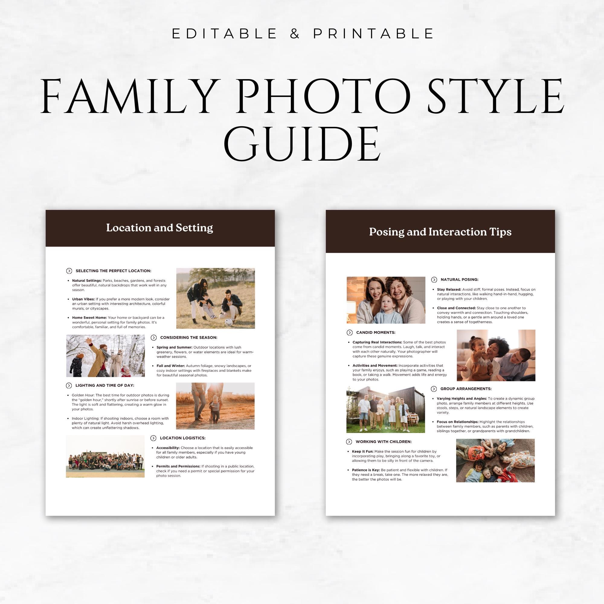Family Photo Style Guide Template Printable Family Picture Outfit Guide ...