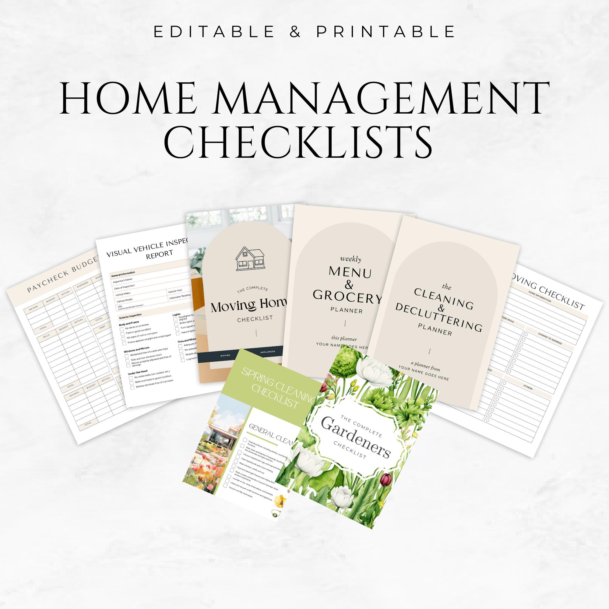 Home Management Templates Household Organizer Printables Family Chore ...